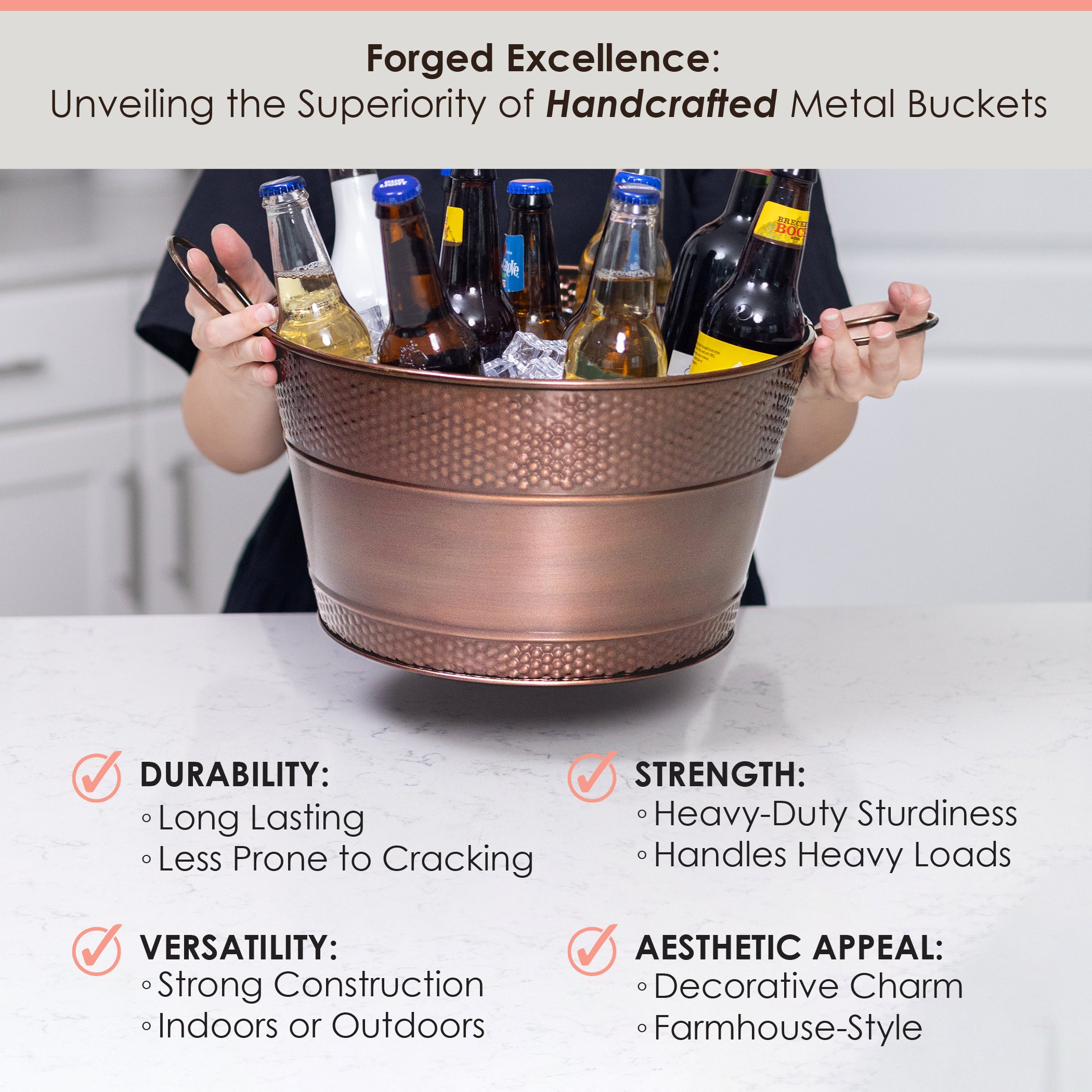 Personalized Beer Bucket Large Hammered Copper Finish - Old Tavern ...