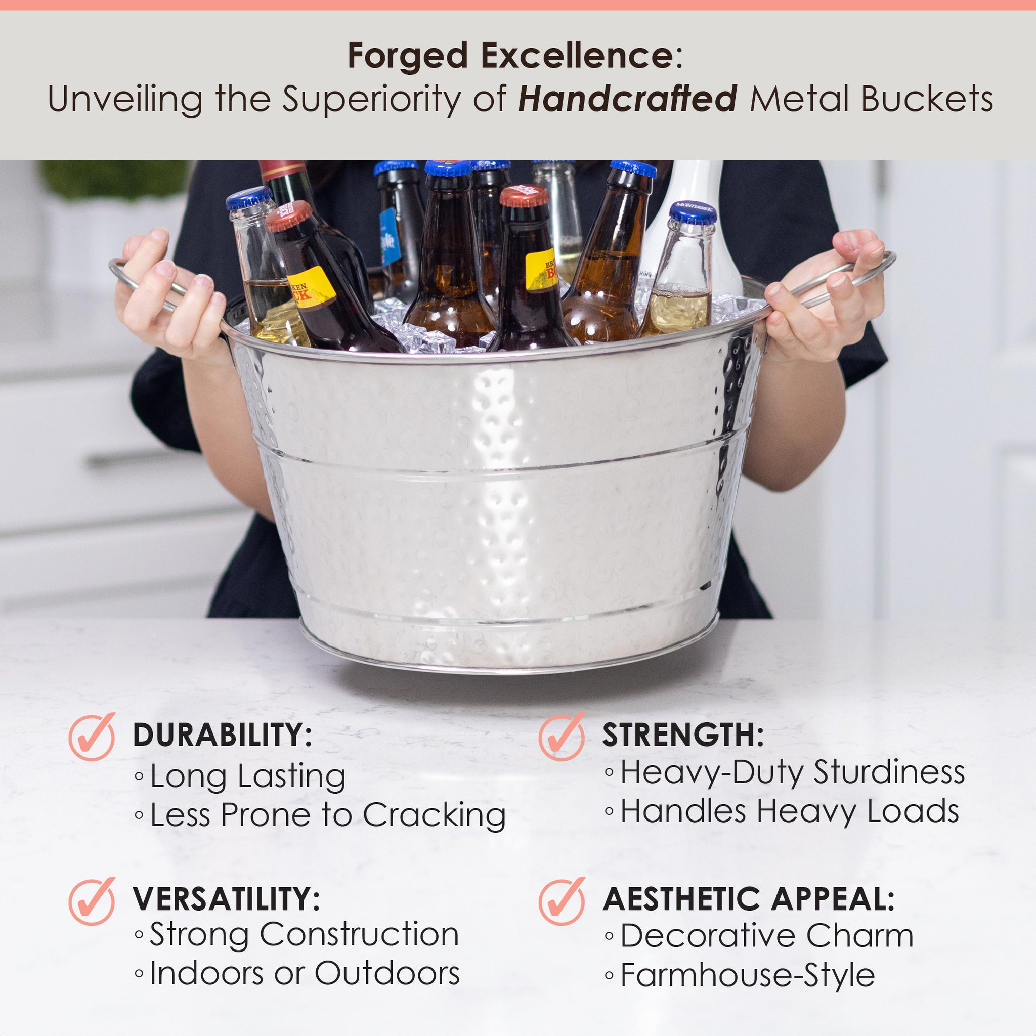 Personalized Ice Bucket, Metal Gift Basket for Wedding, Anniversary, or ...