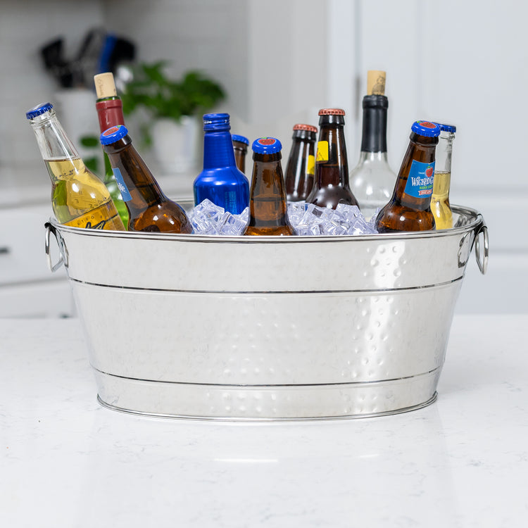 Personalized Party Bucket and Wine Chiller in Hammered Stainless Steel ...