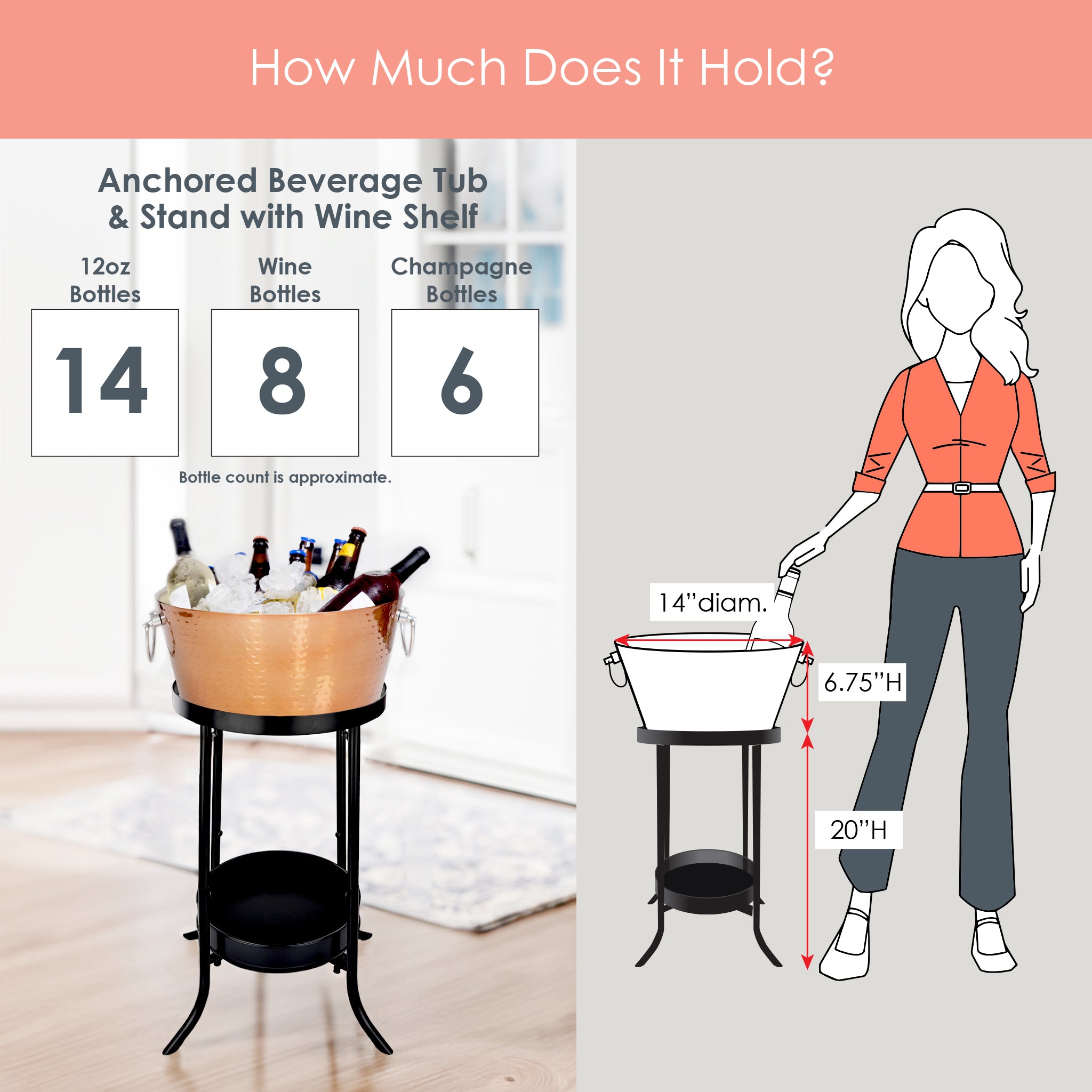 Personalized Insulated Rose Copper Beverage Bucket with Floor Stand ...