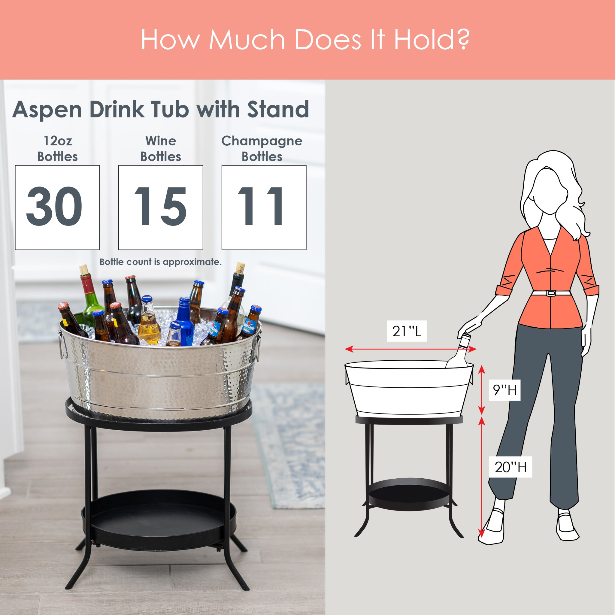 Personalized Stainless Steel Beverage Tub with Stand | Chilled Designs ...