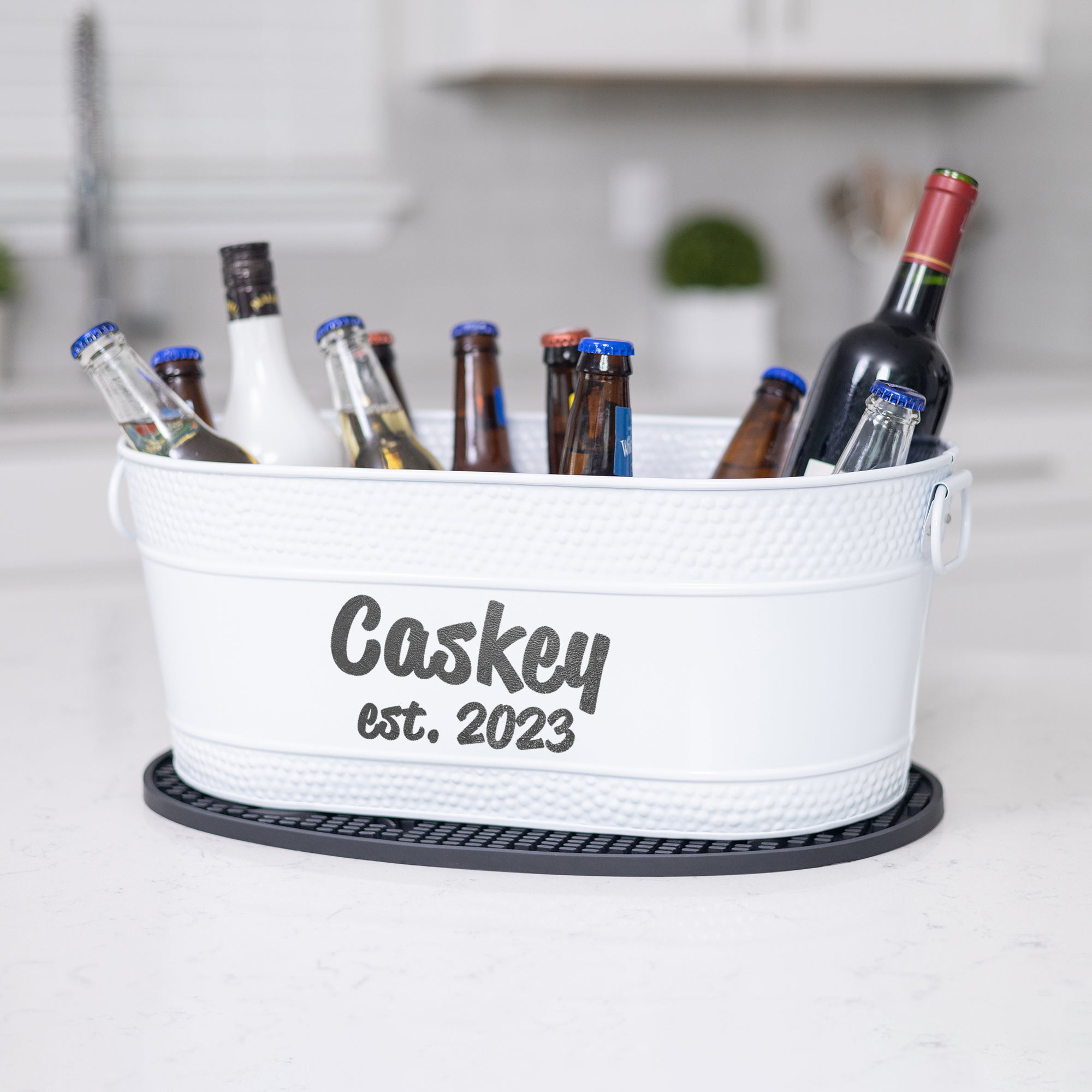 Personalized Drink Bucket Hammered Galvanized Steel with Party Mat - C ...
