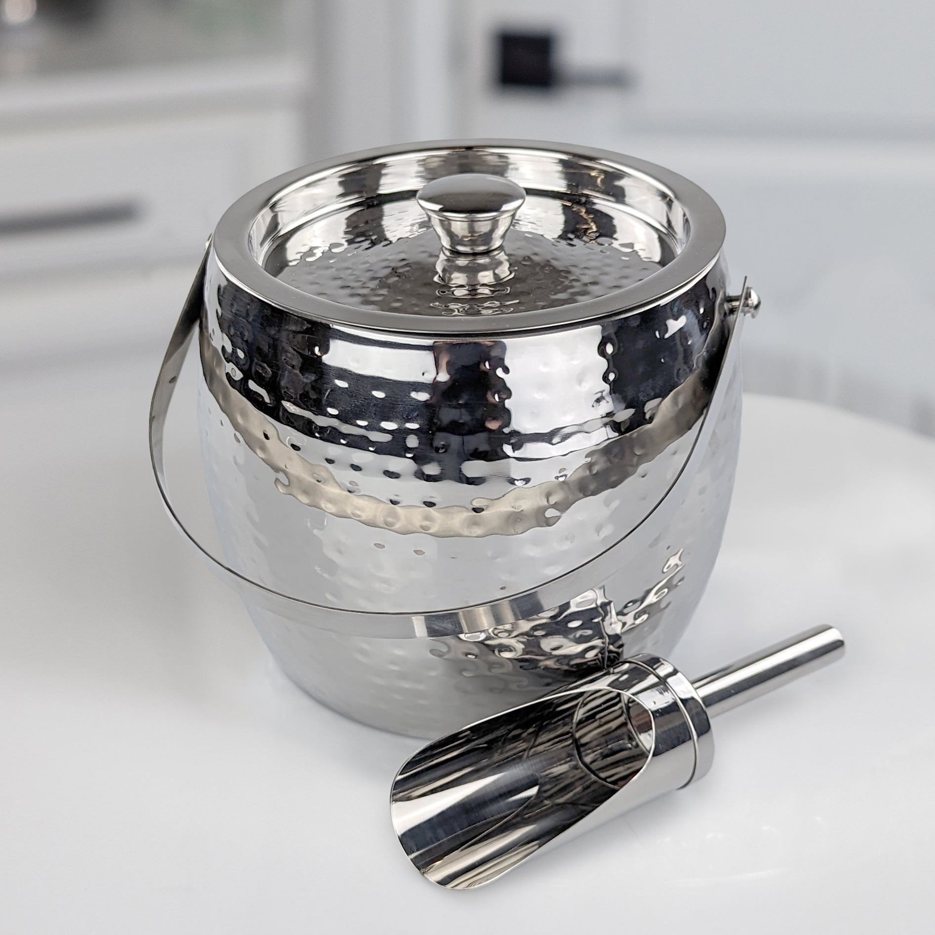 Iceberg Ice Bucket with Lid & Scoop Insulated Stainless Steel by BREKX ...