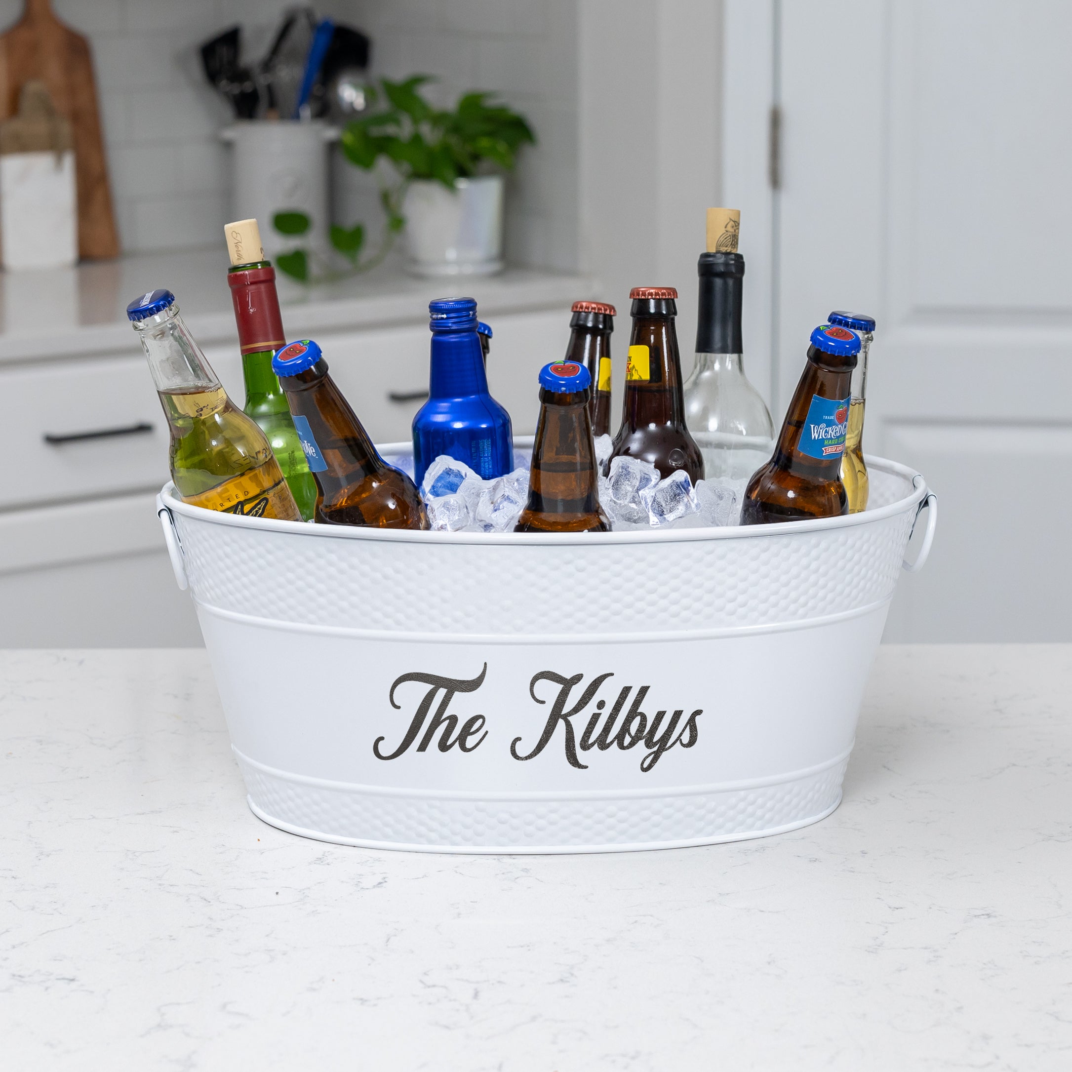 Personalized Beverage Tub White Hammered - Chilled Designs – Chilled ...
