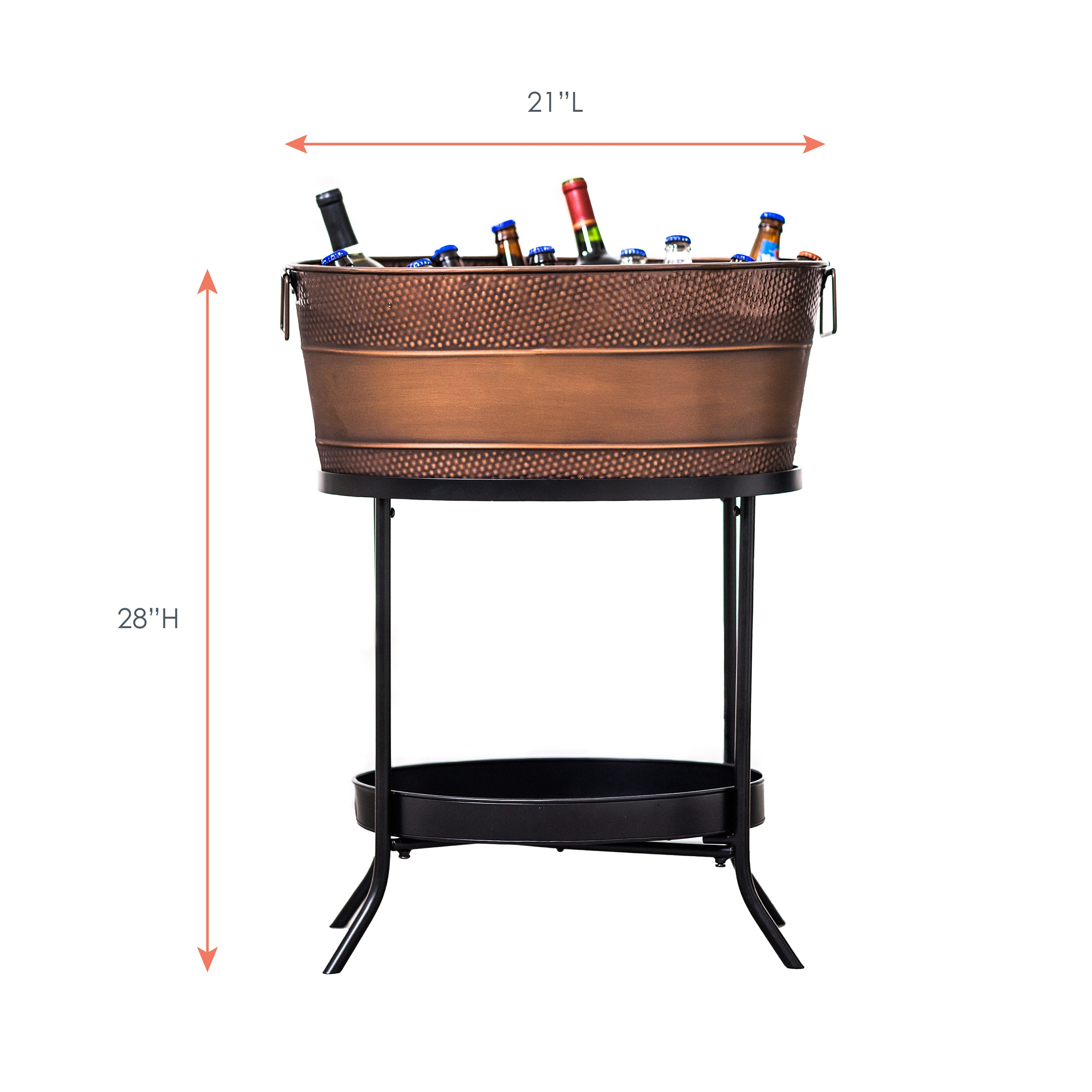 Personalized Beverage Tub with Stand | Large Hammered Copper Finish ...