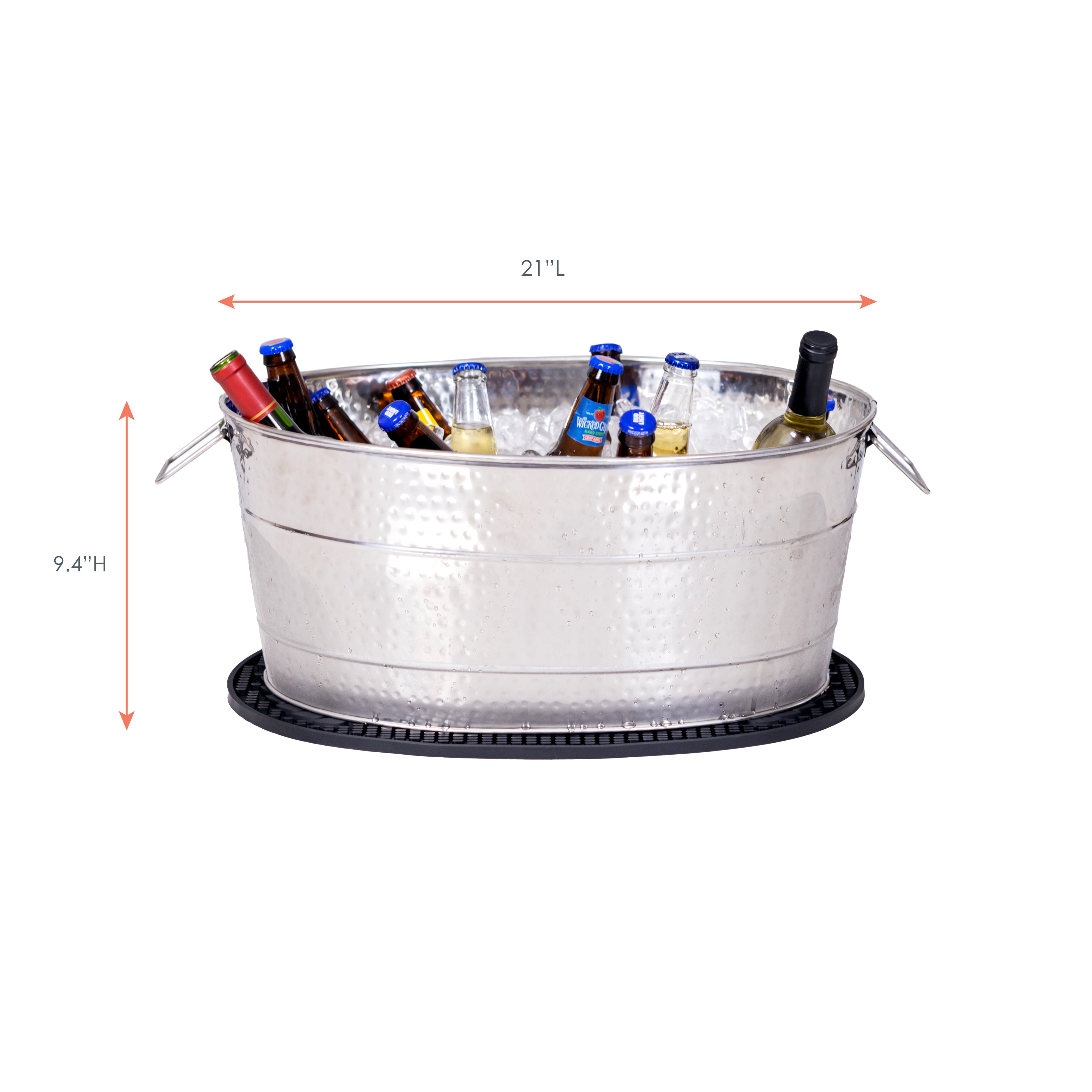 Personalized Beverage Tub with PVC Party Mat - Aspen Stainless Steel ...